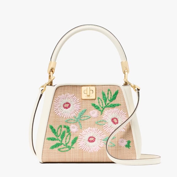 kate spade | Bags | Kate Spade Phoebe Floral Embroidered Straw Top ...